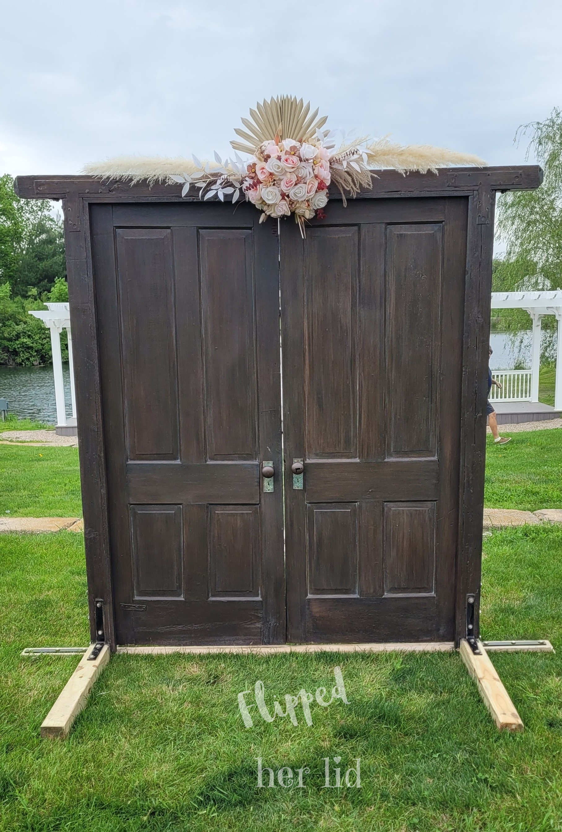 How we built a free-standing frame for vintage wedding doors
